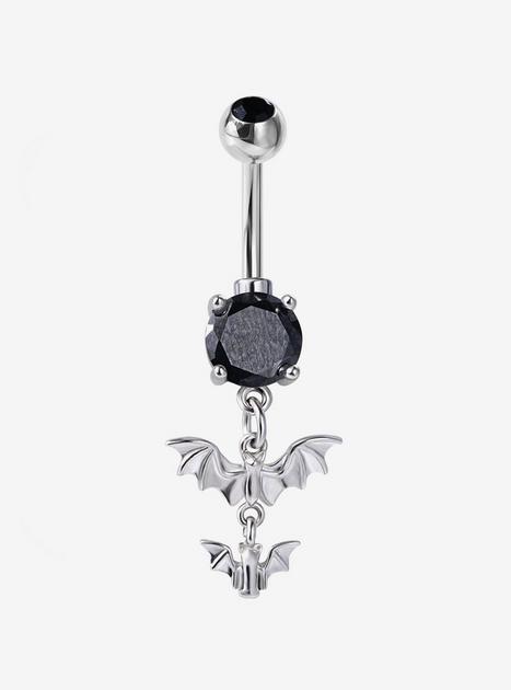 14G Steel Black Bat Navel Barbell | Hot Topic