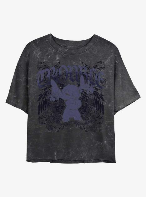 Disney Lilo & Stitch Total Trouble Girls Mineral Wash Crop T-Shirt Hot ...