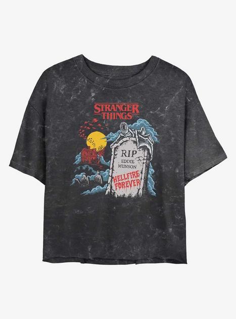 Stranger Things RIP Eddie Munson Hellfire Forever Girls Mineral Wash ...