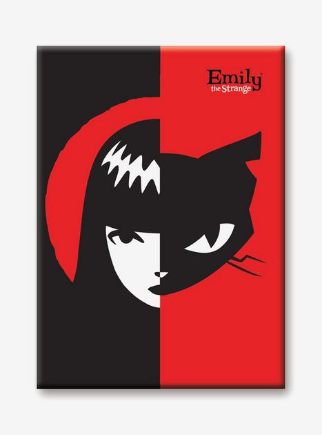Emily the Strange Emily & Cat Split Flat Magnet | BoxLunch