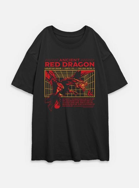 Dungeons & Dragons Ancient Red Dragon Stats Womens Oversized T-Shirt ...
