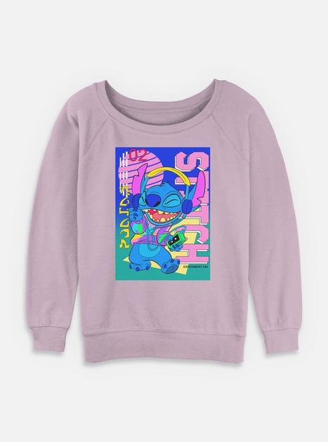 Disney Lilo & Stitch Retro Groovy Stitch Womens Slouchy Sweatshirt ...