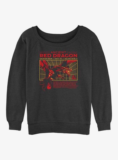 Dungeons & Dragons Red Dragon Stats Girls Slouchy Sweatshirt - GREY ...