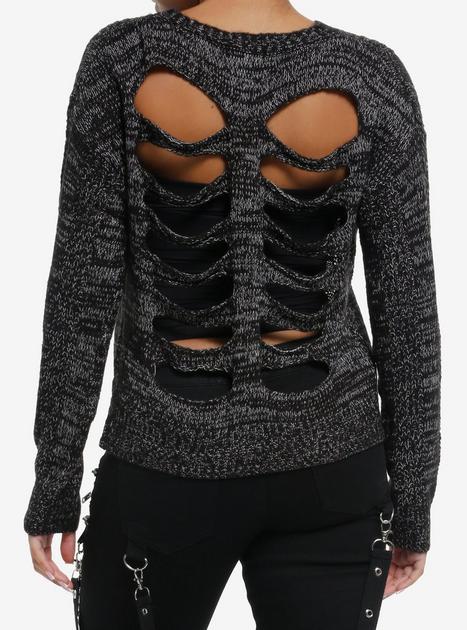 Dark Grey Back Slash Girls Knit Sweater | Hot Topic