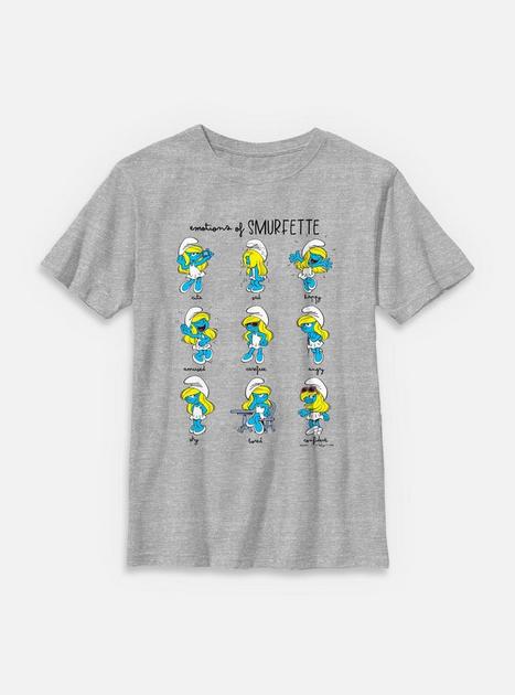 The Smurfs Emotions Of Smurfette Youth T-Shirt - GREY | BoxLunch