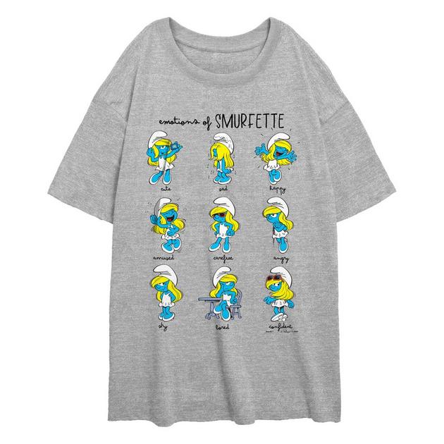 The Smurfs Smurfette Emotions Girls Oversized T-Shirt - GREY | Hot Topic