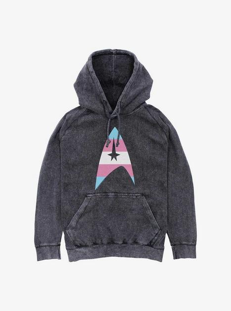 Star Trek Trans Flag Logo Mineral Wash Hoodie - BLACK | Hot Topic