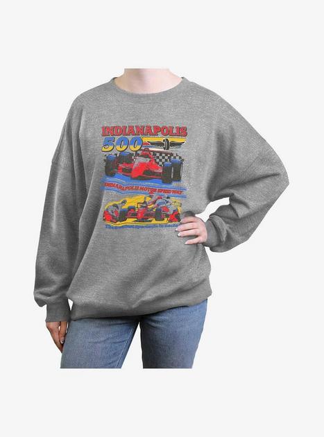 Indianapolis 500 Pit Stop Girls Oversized Sweatshirt - GREY | Hot Topic