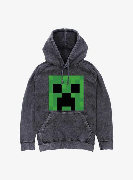 Minecraft Creeper Big Face Mineral Wash Hoodie - BLACK | Hot Topic