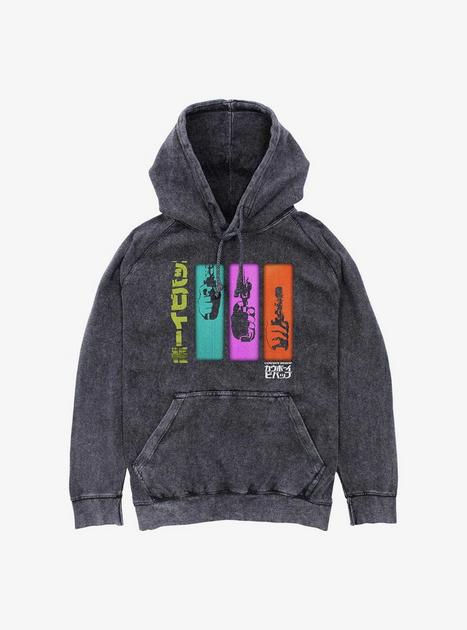 Cowboy Bebop Colorful Sequence Mineral Wash Hoodie - BLACK | Hot Topic