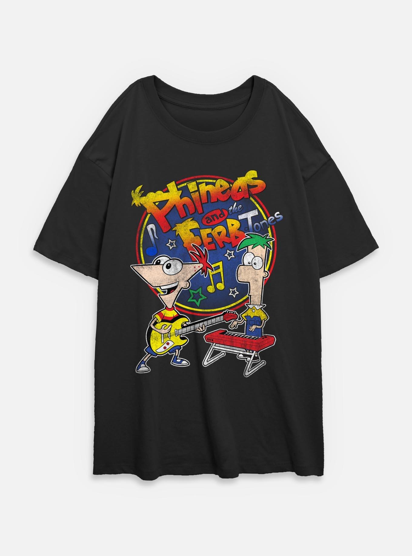 Disney Phineas and Ferb Tones Womens Oversized T-Shirt - BLACK | BoxLunch