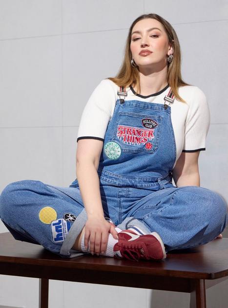 Stranger Things Patches Women's Plus Size Denim Overalls - BoxLunch ...
