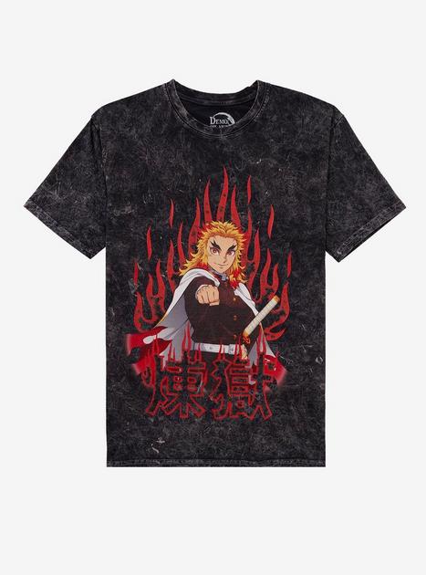 Demon Slayer: Kimetsu No Yaiba Rengoku Flame Dark Wash T-Shirt | Hot Topic