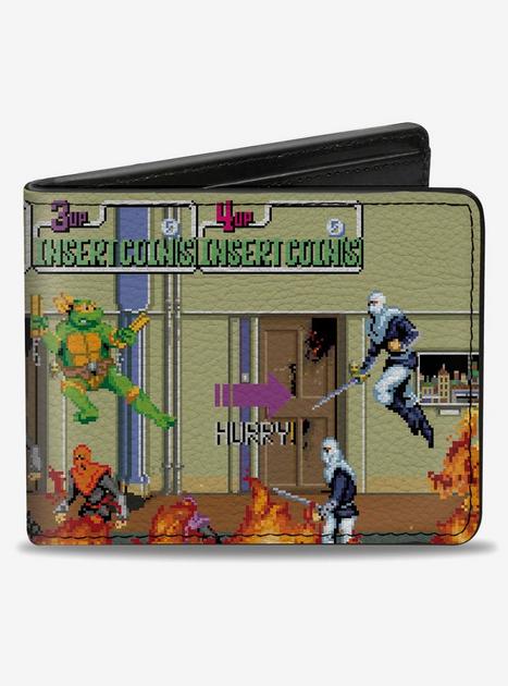 Teenage Mutant Ninja Turtles 8 Bit Video Battle Scene Bifold Wallet ...