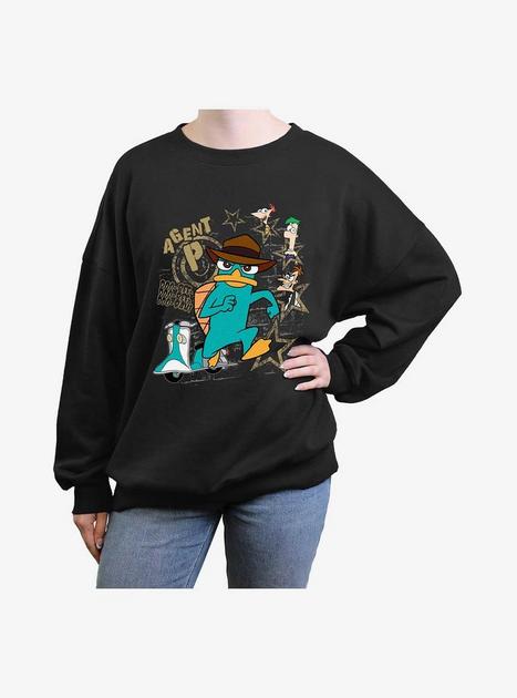 Phineas And Ferb The Neighbors Girls Oversized Sweatshirt - BLACK | Hot ...