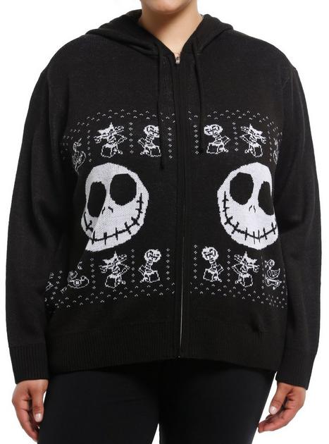 Her Universe The Nightmare Before Christmas Jack Fair Isle Girls Hoodie Plus Size | Hot Topic