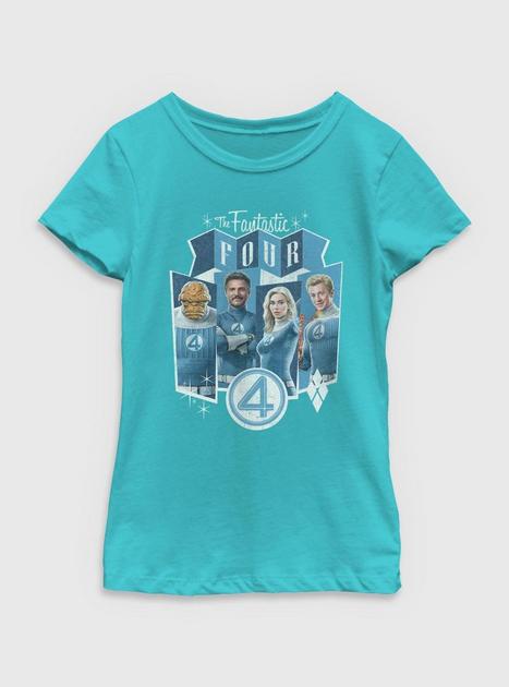 Marvel The Fantastic Four: First Steps Four Heroes Panels Youth Girls T ...