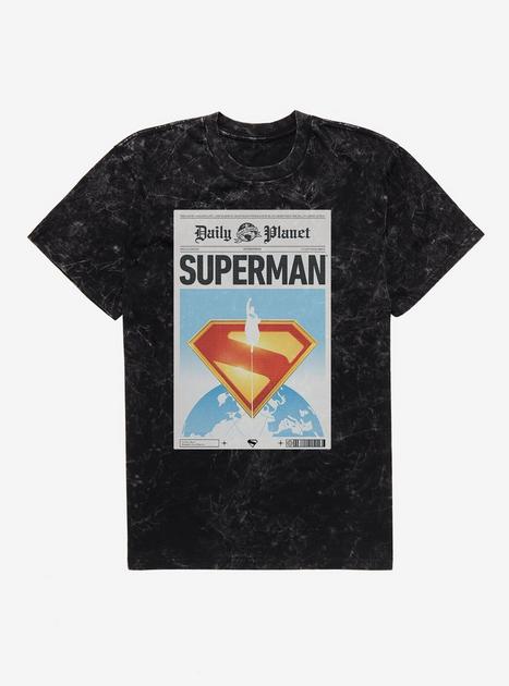 DC Comics Superman Daily Planet Front Page Mineral Wash T-Shirt - BLACK ...