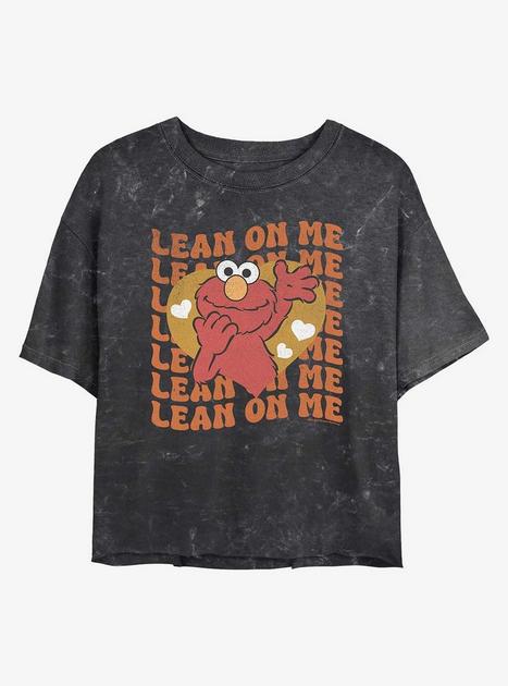 Sesame Street Lean On Me Elmo Girls Mineral Wash Crop T-Shirt - BLACK ...