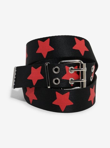 Black & Red Star Canvas Belt | Hot Topic