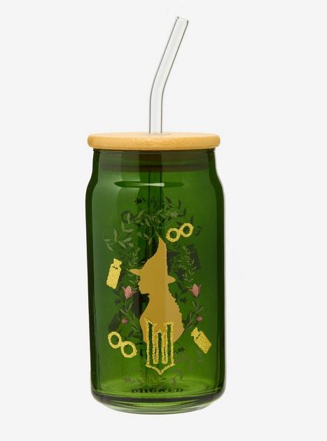 Wicked Elphaba Glitter Icons Glass Cup with Straw - BoxLunch Exclusive ...