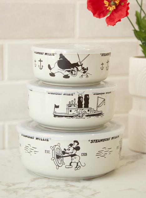 Disney Steamboat Willie Scenes Ceramic Bowl & Lid Set - BoxLunch ...