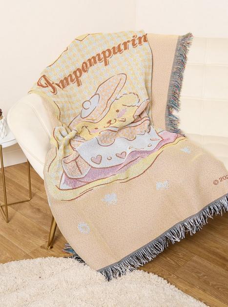 Sanrio Pompompurin Gingham Portrait Tapestry Throw - BoxLunch Exclusive ...