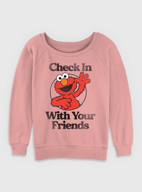 Sesame Street Elmo Check In With Your Friends Womens Slouchy Sweatshirt ...