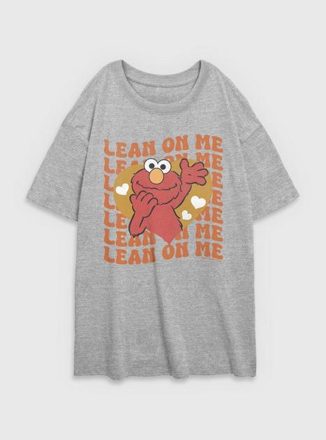 Sesame Street Lean On Me Elmo Womens Oversized T-Shirt - GREY | BoxLunch