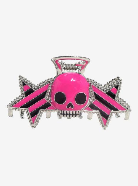 Pink & Black Skull & Star Claw Hair Clip | Hot Topic