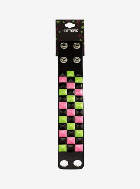 Multicolor Pyramid Stud Cuff Bracelet | Hot Topic