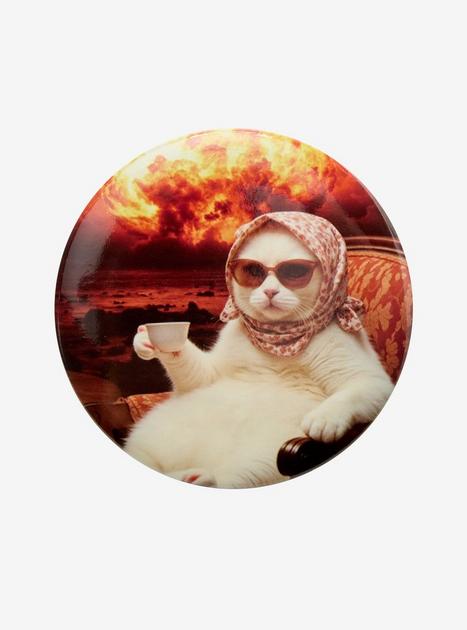 Fire Cat Chilling 3 Inch Button | Hot Topic