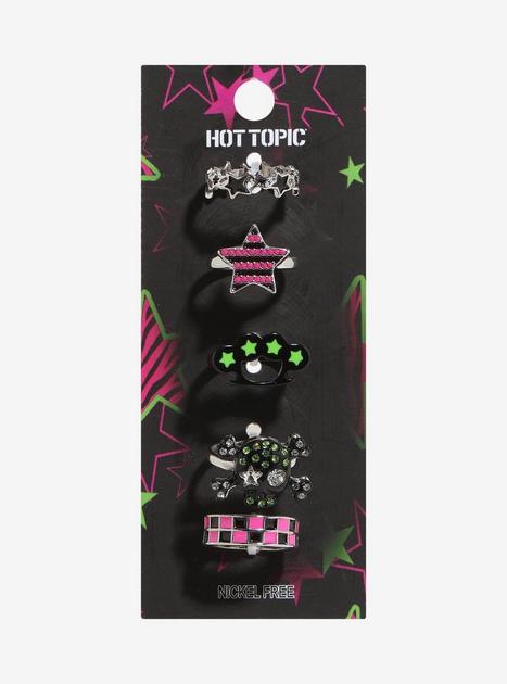 Punk Star Skull Neon Ring Set | Hot Topic