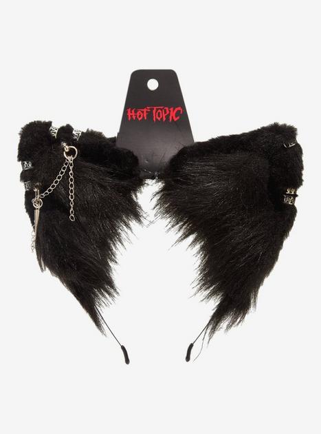 Black Pierced Chain Cat Ear Headband | Hot Topic