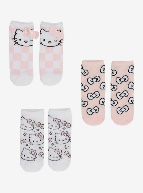 Hello Kitty Pink Checkered No-Show Socks 3 Pair | Hot Topic