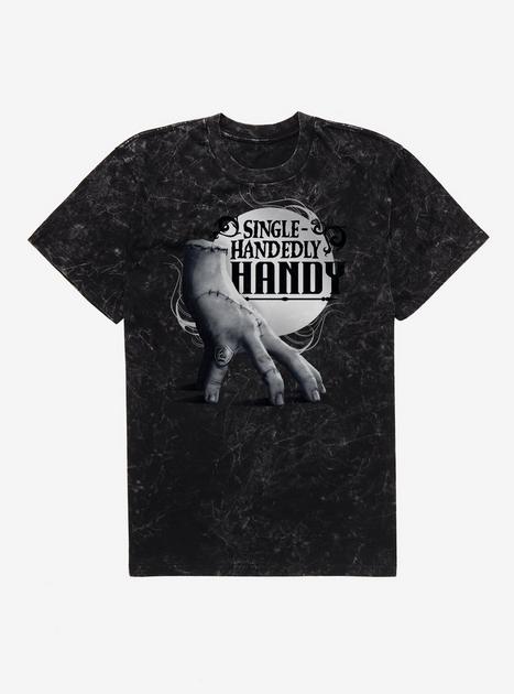 Wednesday Single-Handedly Handy Mineral Wash T-Shirt - BLACK | BoxLunch