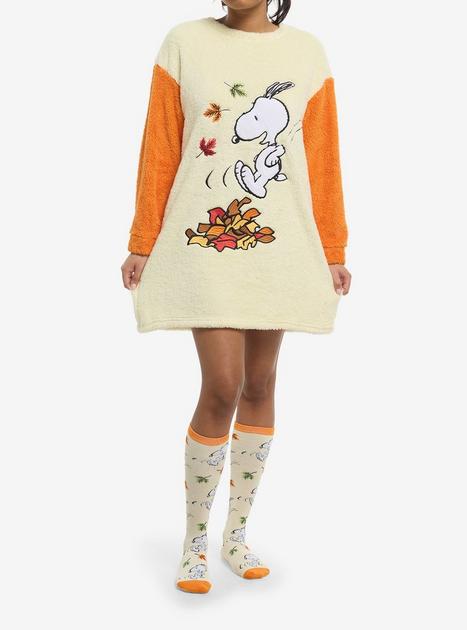 Peanuts Snoopy Fall Plush Pajama Dress & Sock Set | Hot Topic