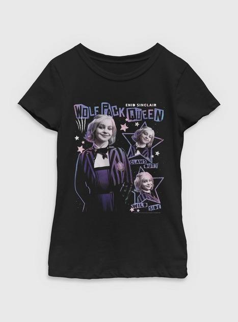 Wednesday Enid Wolf Pack Queen Youth Girls T-Shirt BoxLunch Exclusive ...