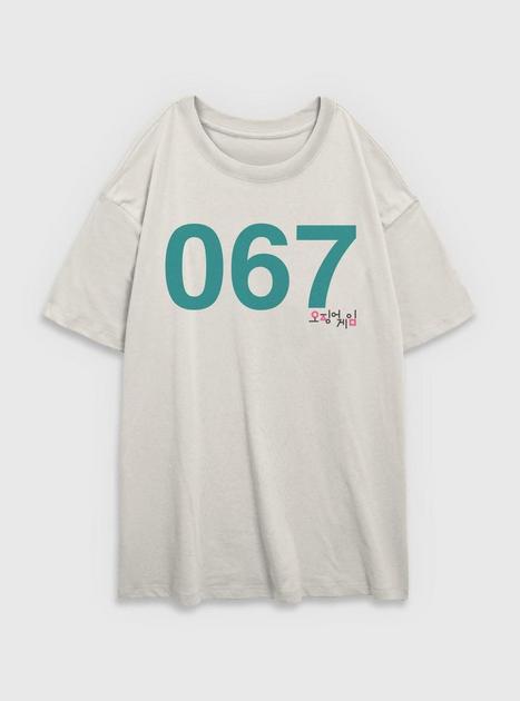 Squid Game Player 067 Girls Oversized T-Shirt - BEIGETAN | Hot Topic