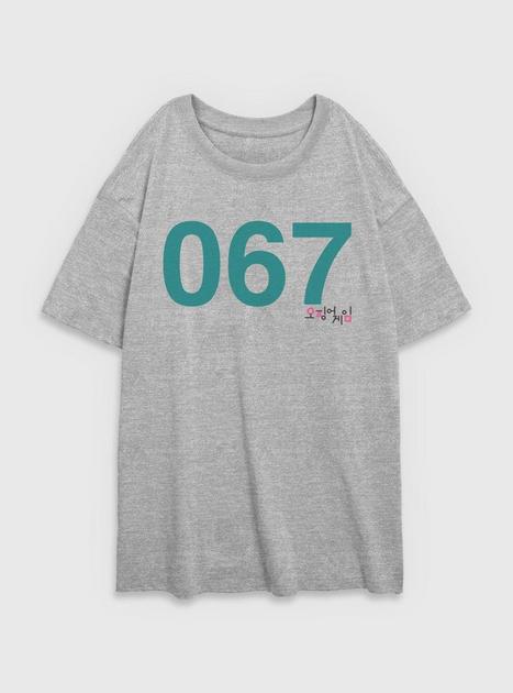 Squid Game Player 067 Girls Oversized T-Shirt - GREY | Hot Topic