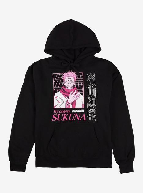 Jujutsu Kaisen Sukuna Black & Pink Portrait Hoodie | Hot Topic