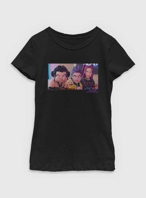 KPop Demon Hunters Huntrix Angry Stares Youth Girls T-Shirt - BLACK ...