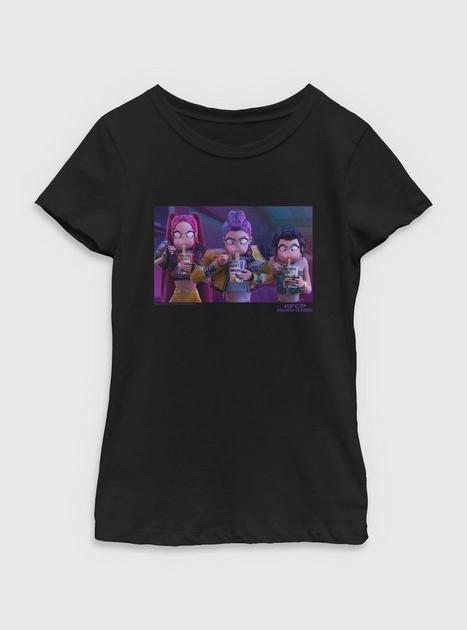 KPop Demon Hunters Huntrix Food Break Youth Girls T-Shirt - BLACK ...
