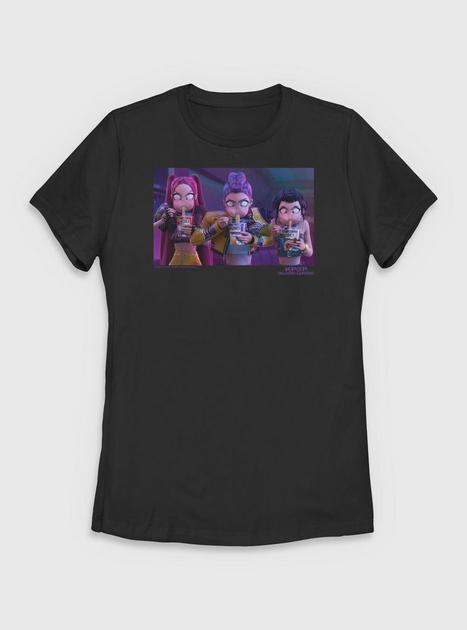 KPop Demon Hunters Huntrix Food Break Womens T-Shirt - BLACK | BoxLunch