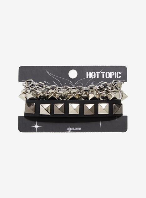 Punk Chain & Faux Leather Bracelet Set | Hot Topic