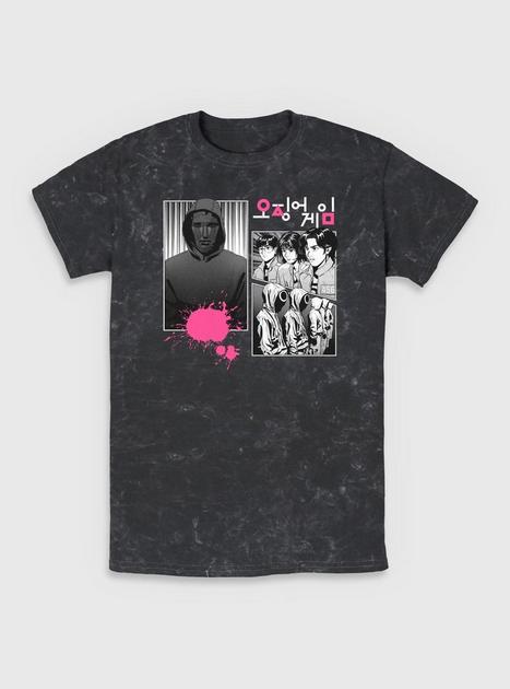 Squid Game Manga Panel Mineral Wash T-Shirt - BLACK | BoxLunch