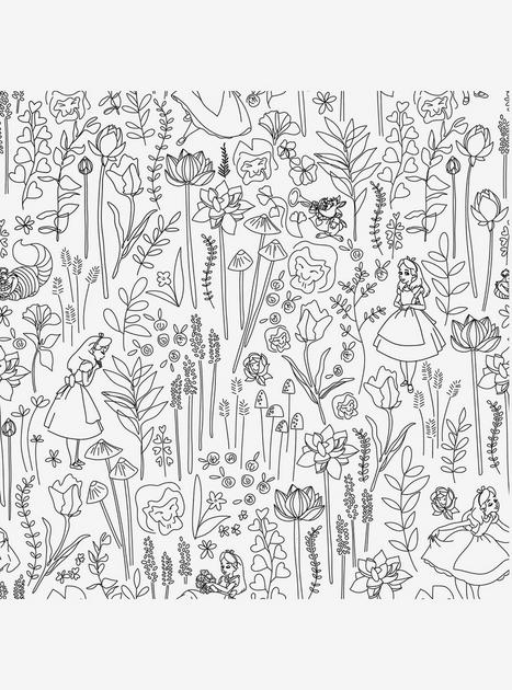Disney Alice in Wonderland Black Garden Peel & Stick Wallpaper | BoxLunch