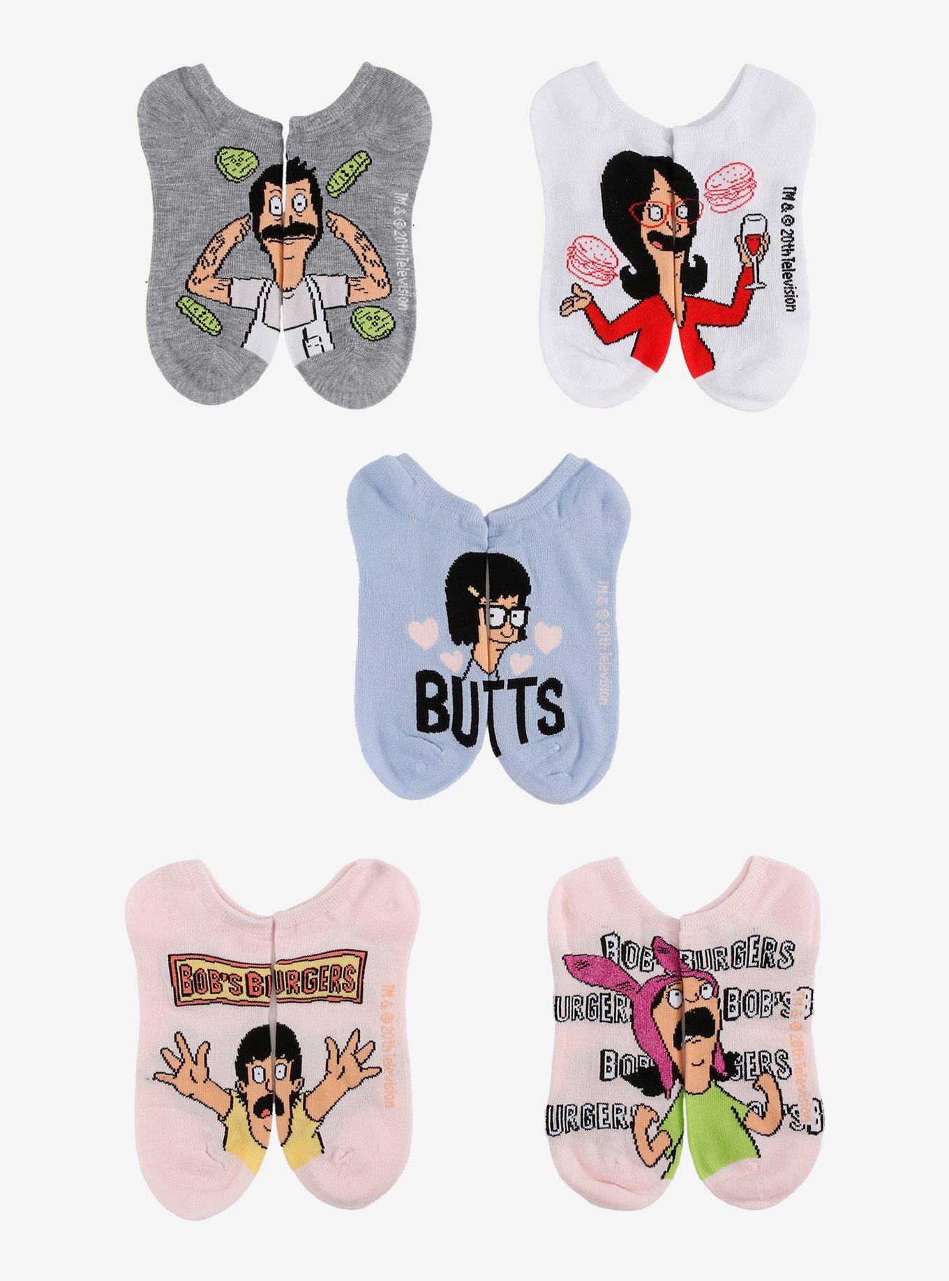 Bob's Burgers Belcher Family No-Show Crew Socks 5 Pair | Hot Topic