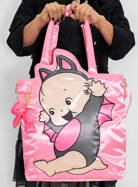 Whatever! Makes You Happy Kewpie Bat Puffy Tote Bag with Ribbon Charm ...
