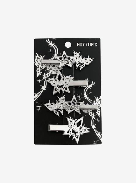 Silver Cyber Star Butterfly Hair Clip Set | Hot Topic